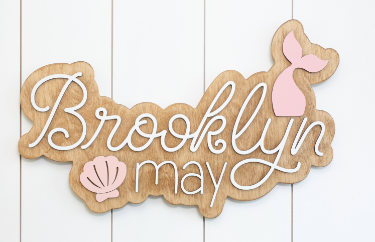 Sugar + Maple Personalized Bubble Wood Sign | Mermaid – Storkland ...